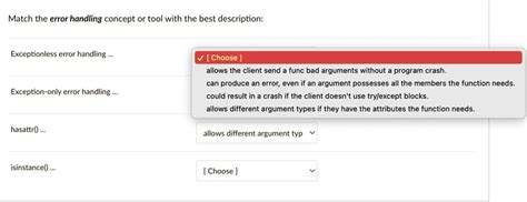 solved python multiple choice question match the term to the best