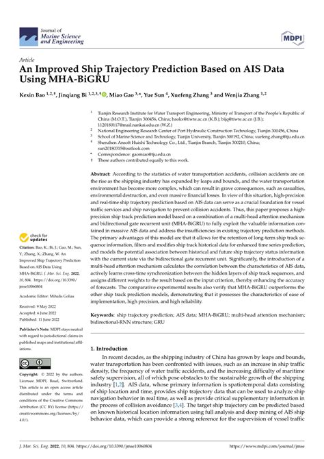 Pdf An Improved Ship Trajectory Prediction Based On Ais Data Using