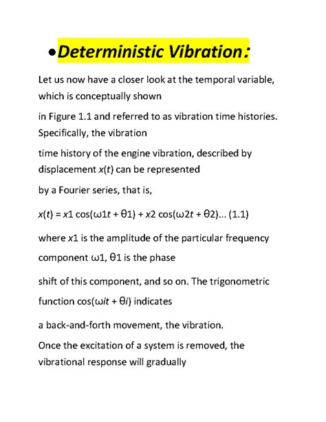 Deterministic Vibration Specifically The Vibration Time History Of The Engine Vibration