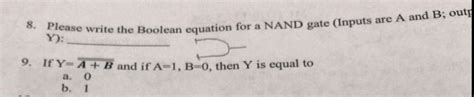 Solved Please Write The Boolean Equation For A NAND Gate Chegg Com