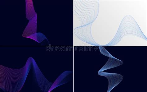 Create A Modern Look With This Set Of 4 Vector Wave Backgrounds Stock