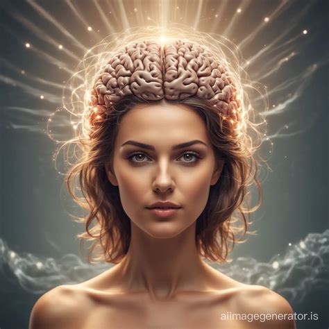 Creative Female Brain Illuminated By Waves Of Light Ai Image Generator