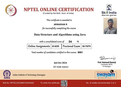 Arikaran R On Linkedin Learningneverstops Nptel Datastructures Algorithms Javaprogramming