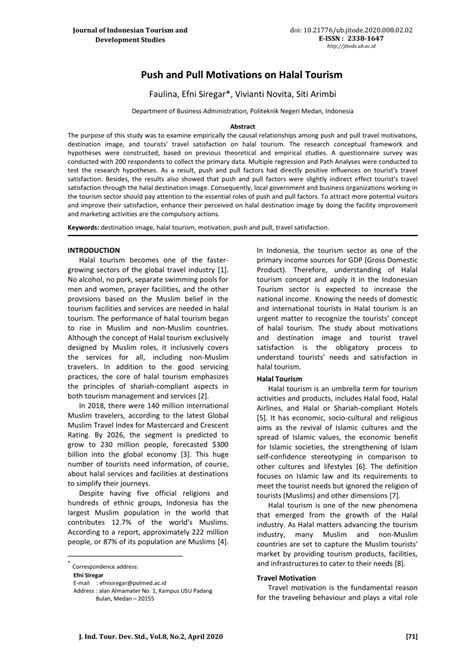 Pdf Push And Pull Motivations On Halal Tourism