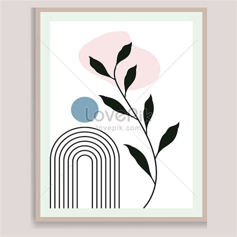 식물 인쇄 보헤미안 미니멀리스트 인쇄 가능한 벽 예술 꽃 라인 아트 인쇄 보헤미안 예술 작품 벡터 일러스트 무료 다운로드 Lovepik
