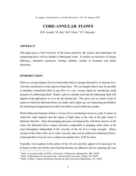 Pdf Core Annular Flows
