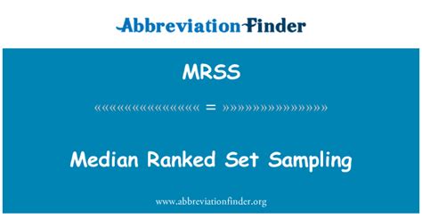 Mrss Stands For Median Ranked Set Sampling Abbreviation Finder