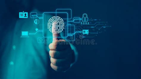 Businessman Scan Fingerprint Biometric Identity And Approval Stock