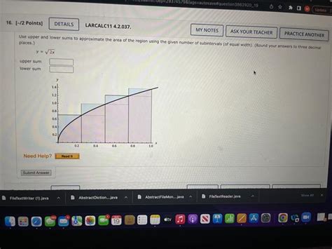 solved use upper and lower sums to approximate the area of