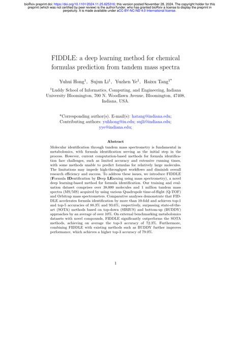 Pdf Fiddle A Deep Learning Method For Chemical Formulas Prediction