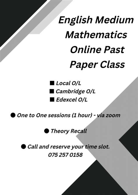 Cambridge And Edexcel O L Online Maths Past Paper Class Mathematics O L Grade 6 11 Gampaha