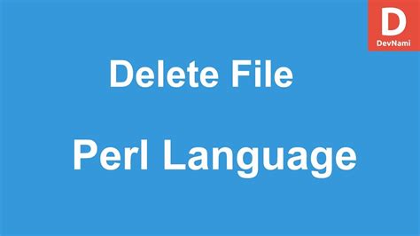 Perl Programming Delete File Youtube