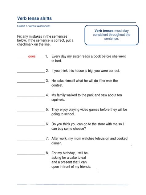 Grade 5 Verb Tense Shifts B Pdf