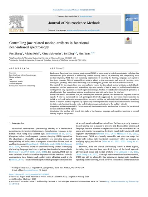 Pdf Controlling Jaw Related Motion Artifacts In Functional Near Infrared Spectroscopy