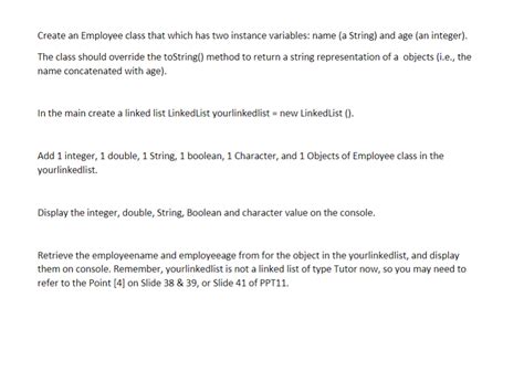 Create An Employee Class That Which Has Two Instance Chegg