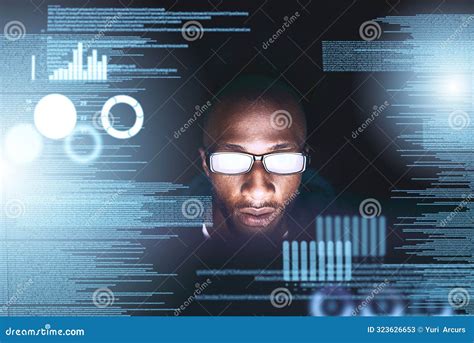 Black Man Overlay And Hacker With Cybersecurity On Fraud Or Cloning For Credit Card