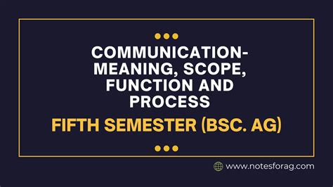 Communication Meaning Scope Function And Process Notes For Ag