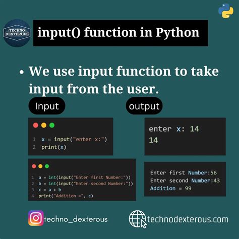 Technodexterous On Linkedin Input Function In Python 🐍 We Are