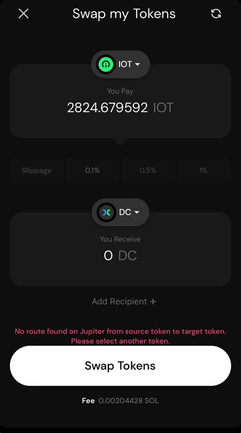Error While Trying To Swap From Iot To Dc Rheliumnetwork