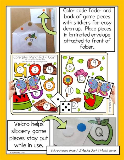 Caterpillar Munch Roll And Count File Folder Game Prek K Tpt
