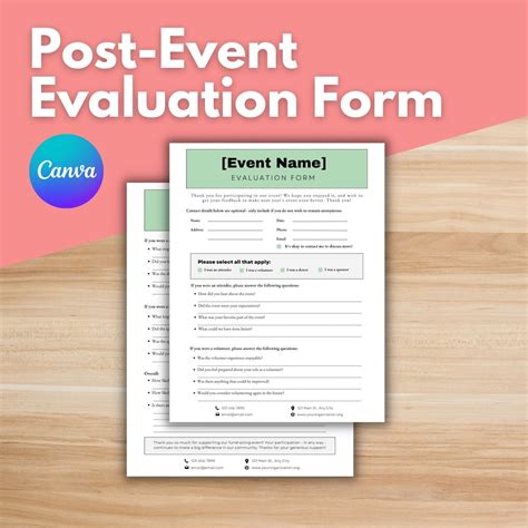 Post Event Evaluation Form Template Participant Evaluation Form