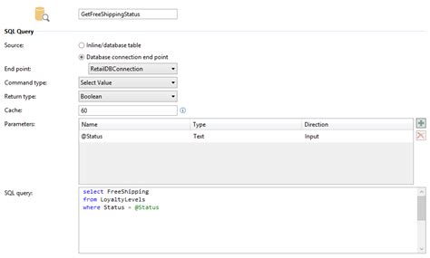 getting data using a sql query inrule technology