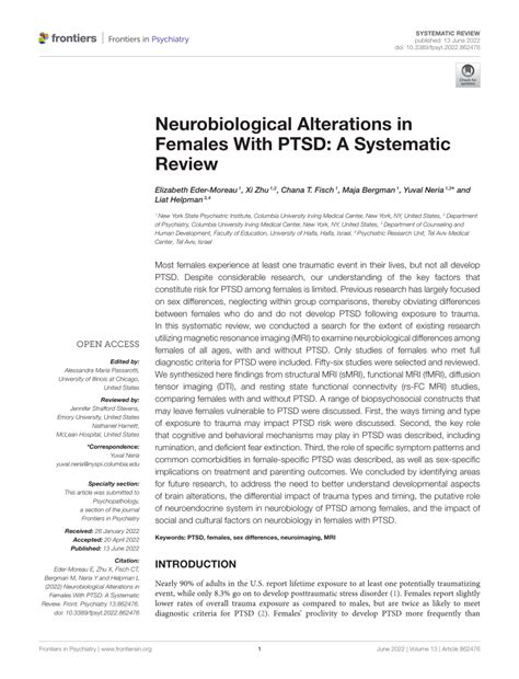 Pdf Neurobiological Alterations In Females With Ptsd A Systematic Review