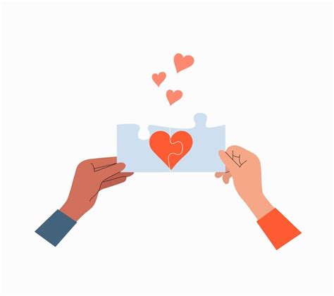 Premium Vector Two Hands Put Together A Puzzle With Heart Valentines Day Vector Flat Style