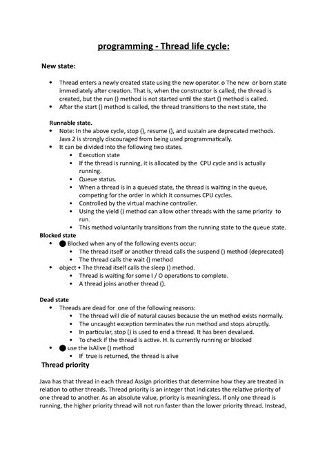 Programming Thread Life Cycle Programming Thread Life Cycle New