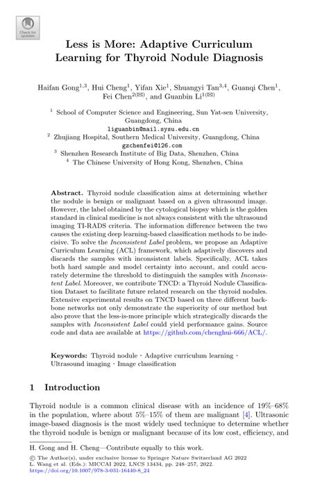 Pdf Less Is More Adaptive Curriculum Learning For Thyroid Nodule Diagnosis