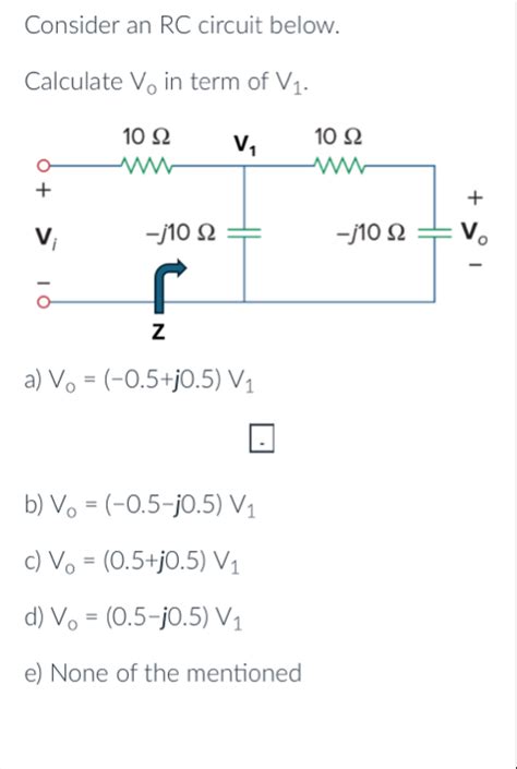 solved consider an rc circuit below calculate v0 ﻿in term of