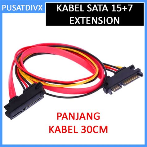 Kabel Sata 22pin 15pin 7pin Male To Female Data Power Extension Hdd