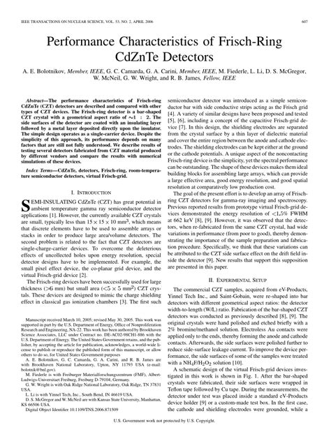 Pdf Performance Characteristics Of Frisch Ring Cdznte Detectors