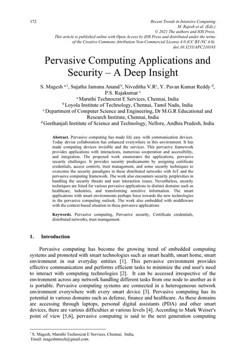 Pdf Pervasive Computing Applications And Security A Deep Insight