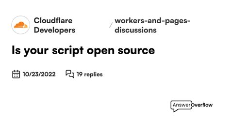 Is Your Script Open Source Cloudflare Developers