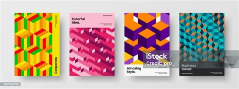 간단한 모자이크 모양 회사 브로셔 개념 구성 다채로운 표지 벡터 디자인 일러스트 번들 0명에 대한 스톡 벡터 아트 및 기타