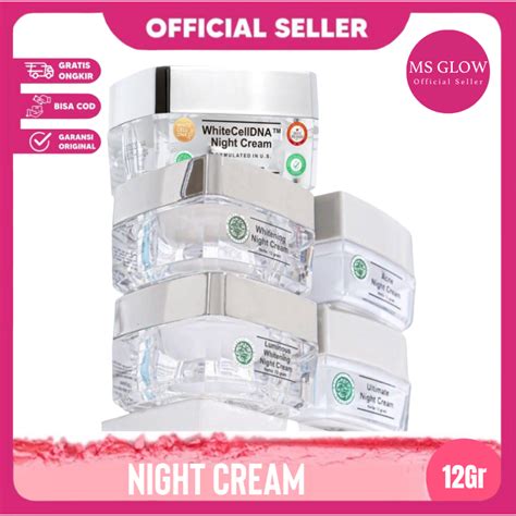 Jual Night Cream Ms Glow Cream Malam Ms Glow Luminous Acne Ultimate Whitening Shopee