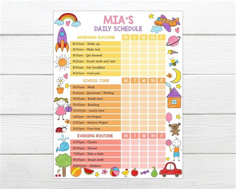 Daily Schedule Chart For Home At Amy Macartney Blog