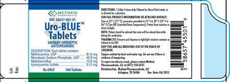 Uro Blue Tablets Package Insert Prescribing Information