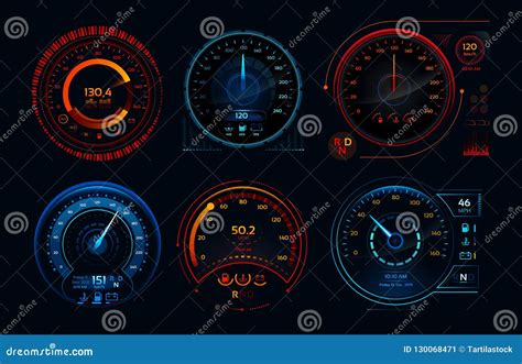 Futuristic Car Speedometer Speed Hud Kilometer Performance Indicators Dashboard Gas And Fuel