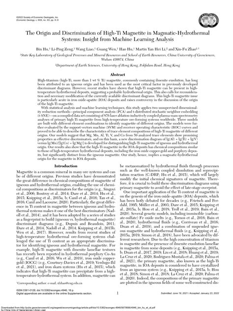Pdf The Origin And Discrimination Of High Ti Magnetite In Magmatic Hydrothermal Systems