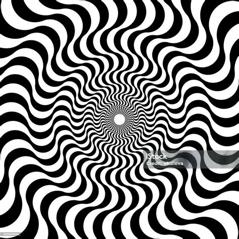 착시 배경입니다 흑백 추상적인 왜곡된 물결 모양의 선이 표면화되어 있다 방사형 파도 포스터 디자인 Trippy 햇살 환상