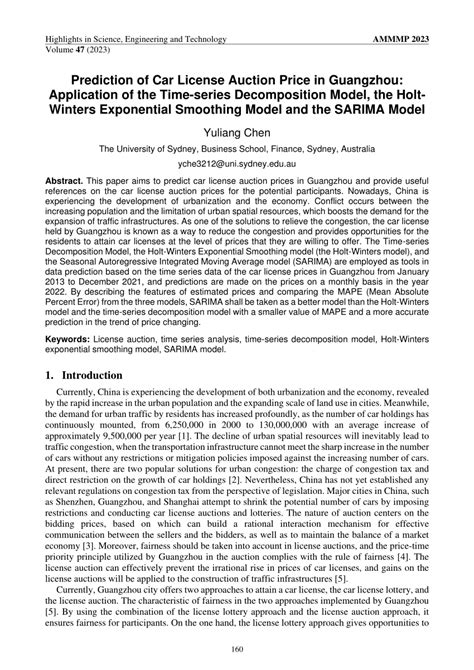 Pdf Prediction Of Car License Auction Price In Guangzhou Application Of The Time Series