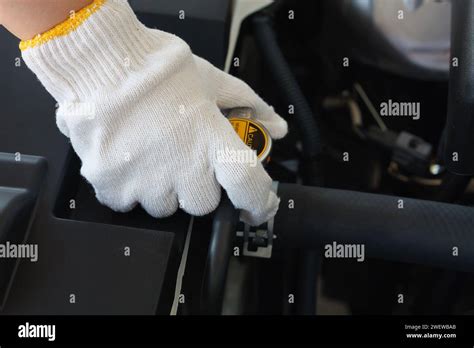 Checking Coolant System In The Car Stock Photo Alamy