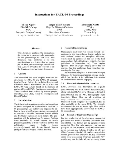 Instructions For Eacl 06 Proceedings