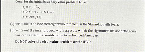 Solved Consider The Initial Boundary Value Problem