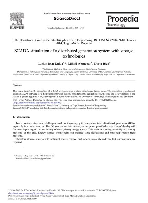 Pdf Scada Simulation Of A Distributed Generation System With Storage