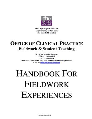 Fillable Online Ccny Cuny City College Field Work Form Fax Email Print PdfFiller