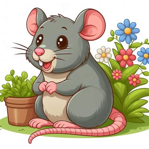 Premium Vector Cute Rat Vector Cartoon Illustration