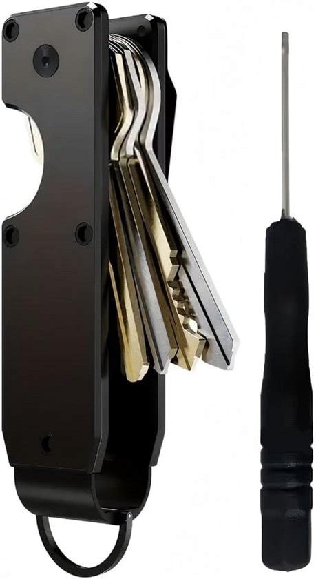 Compacte Sleutelhanger Zwart Metaal Voor Heren Minimalistische Sleutelorganizer Voor Bol